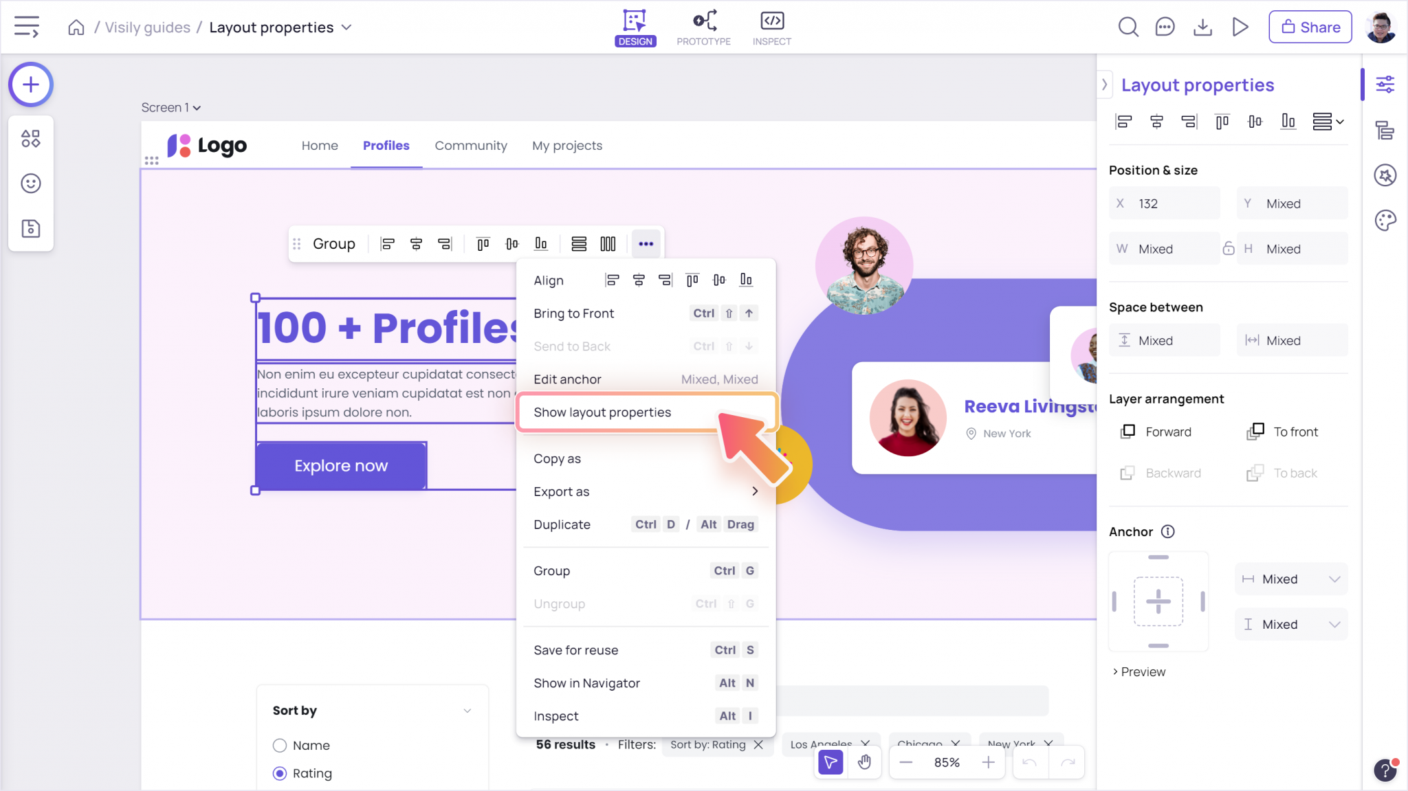 Layout Properties - Visily
