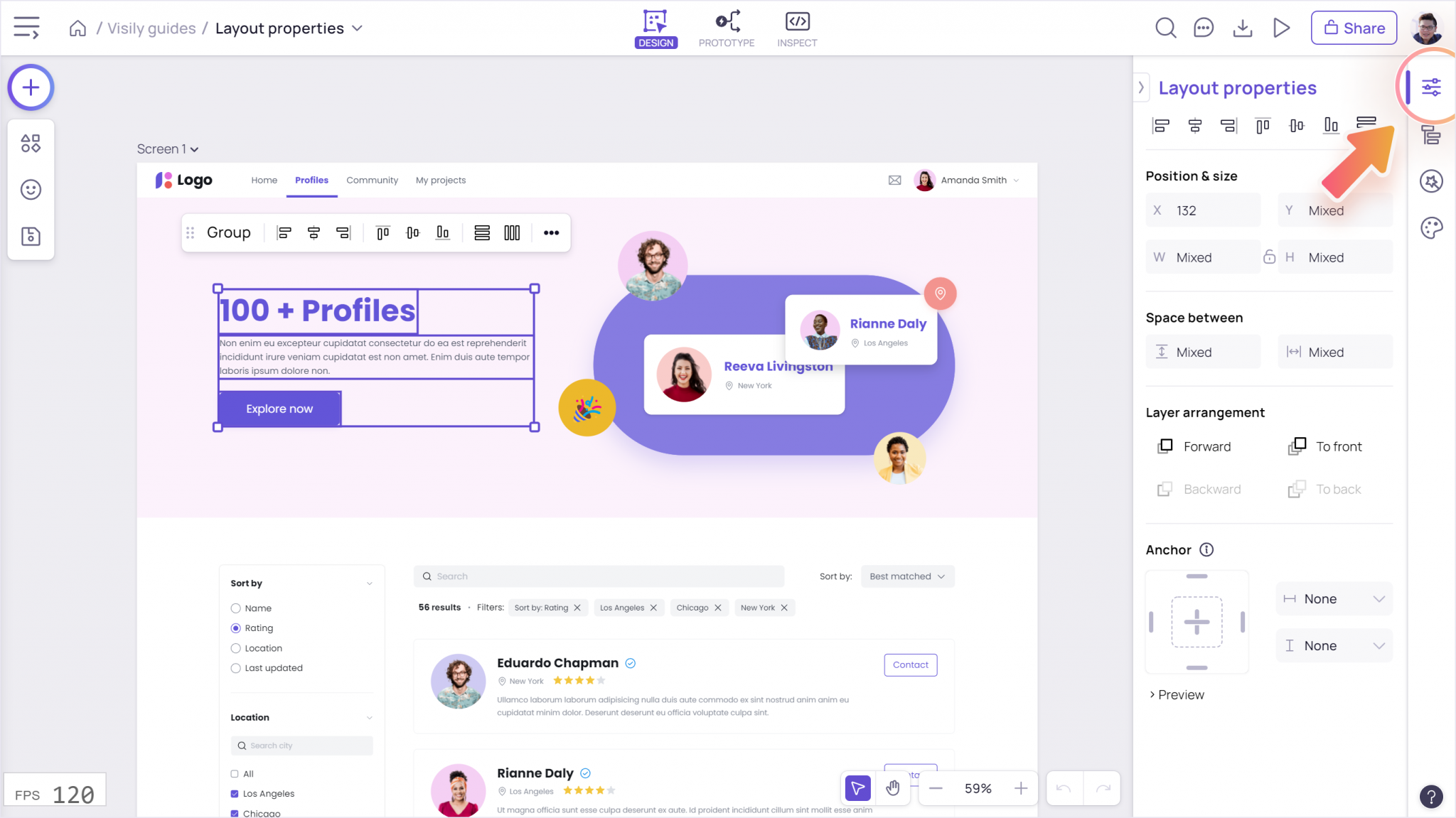 Layout Properties Visily