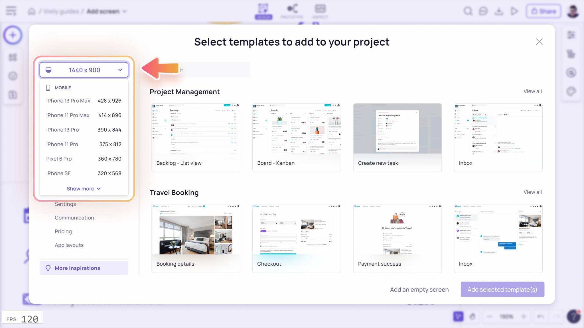 Add New Screens - Visily