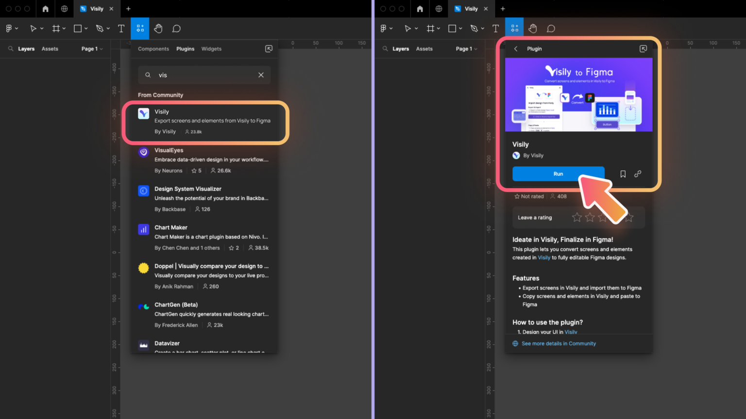 Export designs to Figma - Visily