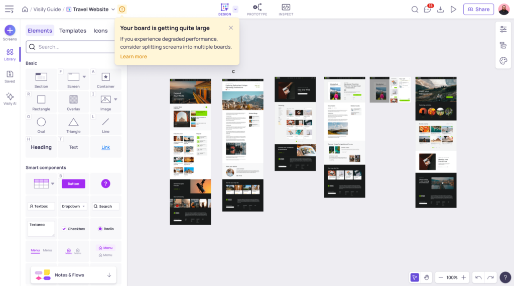 Enhance performance for large boards - Visily