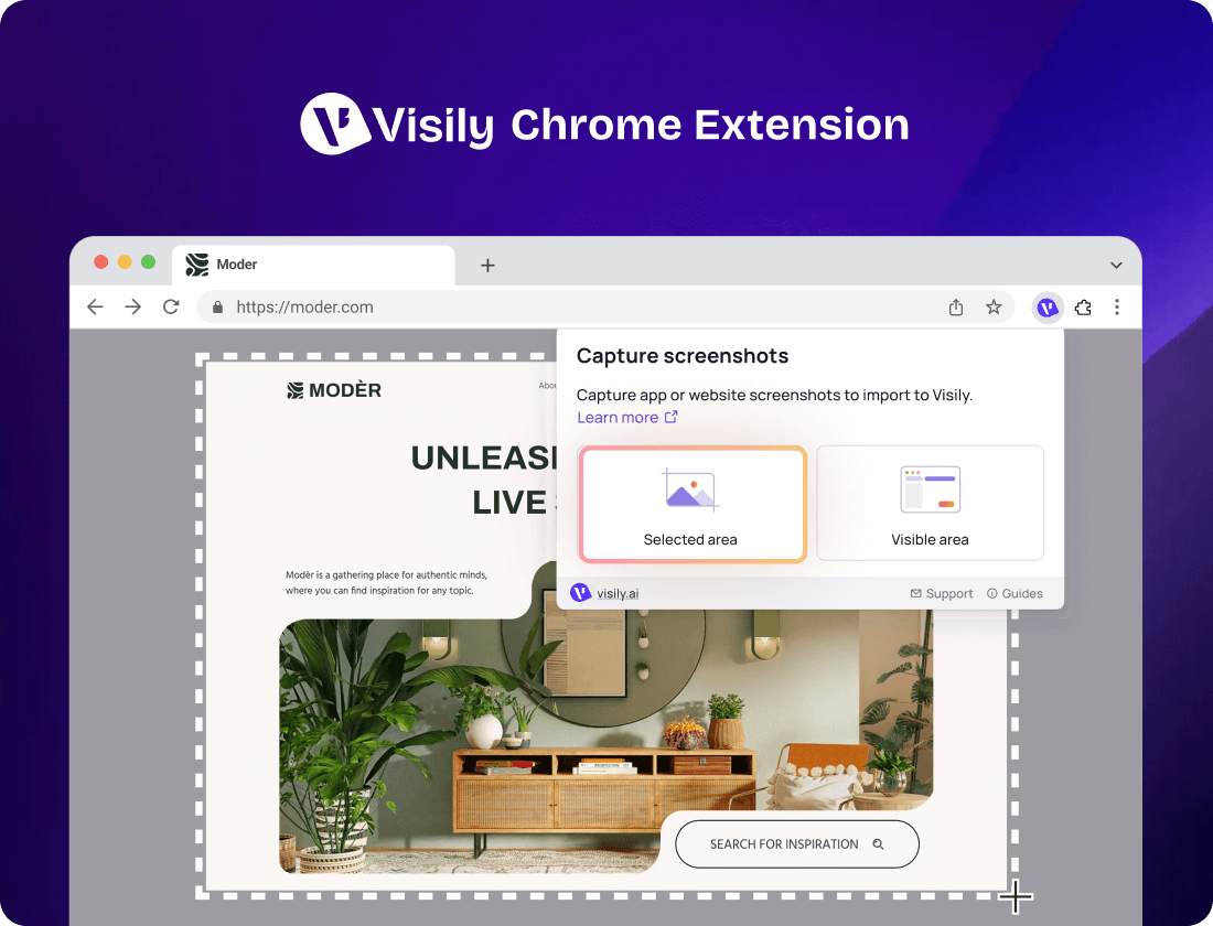 Visily Screenshot Extension | Turn webpages into editable designs