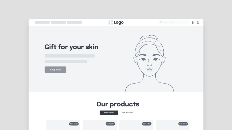 Cosmetic Website Wireframe Template - Visily
