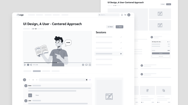 E-Learning Website Wireframe Template - Visily