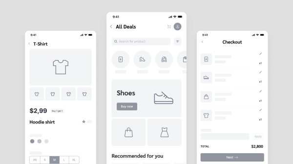 E-commerce App Wireframe Template - Visily