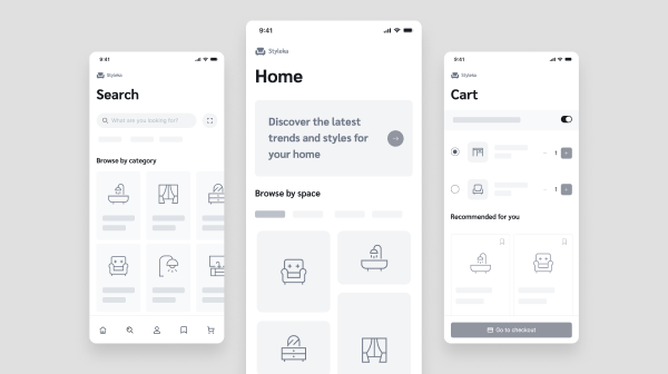Furniture Shopping App Wireframe Template - Visily