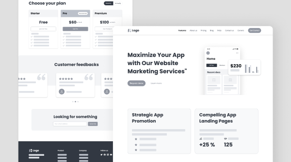Marketing Website Wireframe Template - Visily
