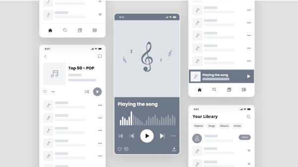 Music Streaming App Wireframe Template - Visily