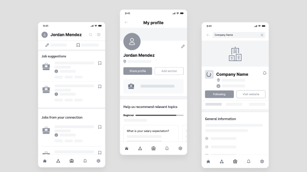 Networking App Wireframe Template - Visily