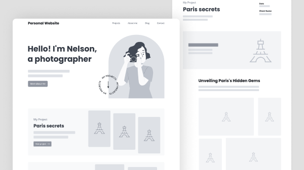 Personal Website Wireframe Template - Visily
