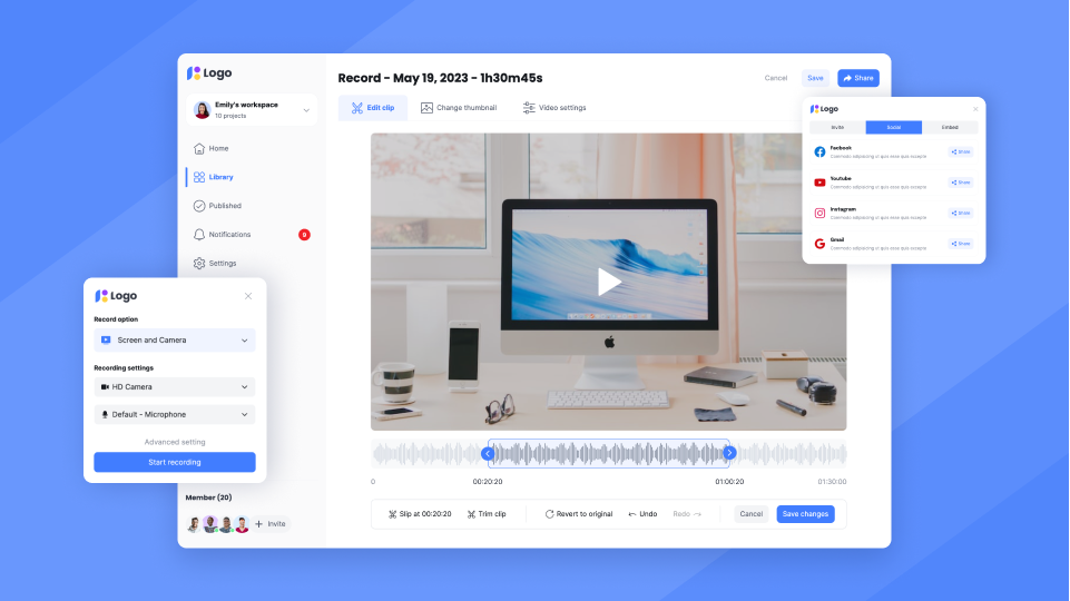 Screen Recorder Website Template - Visily