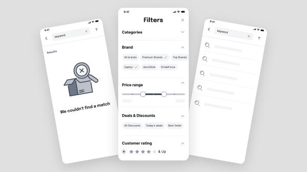 Search Flow App Wireframe Template - Visily