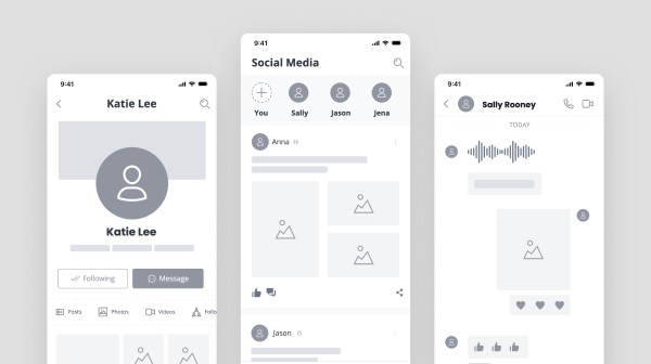Social Media App Wireframe Template - Visily