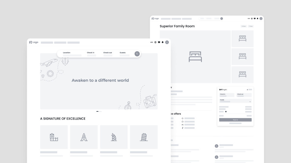 Travel Website Wireframe Template - Visily