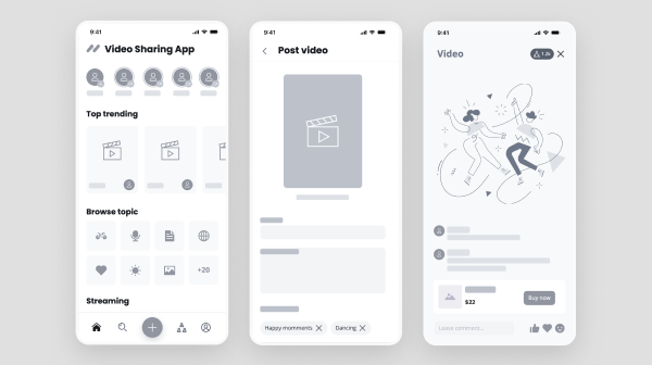 Video Sharing App Wireframe Template - Visily