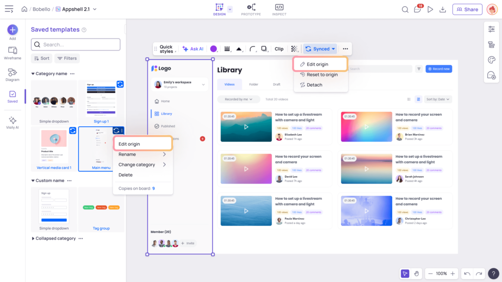Synced Templates - Visily