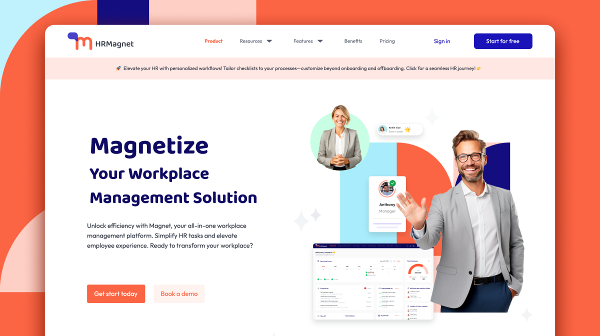 Human Resources Management Software Web Design Template – Visily