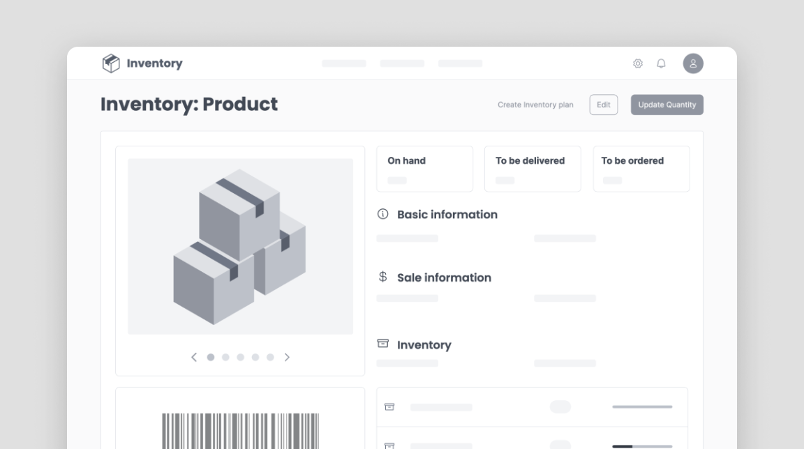 Inventory Management Wireframe – Visily