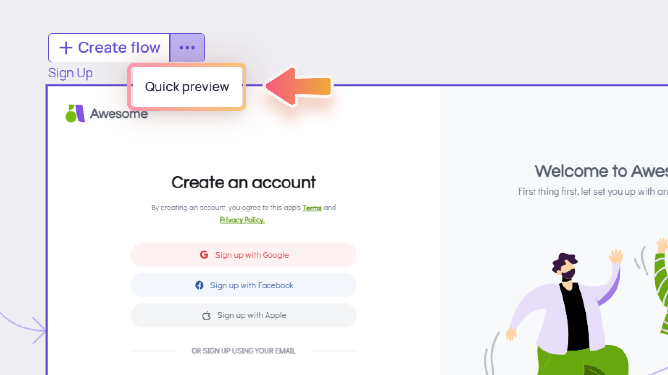 Quick preview and Presentation in Prototype mode - Visily
