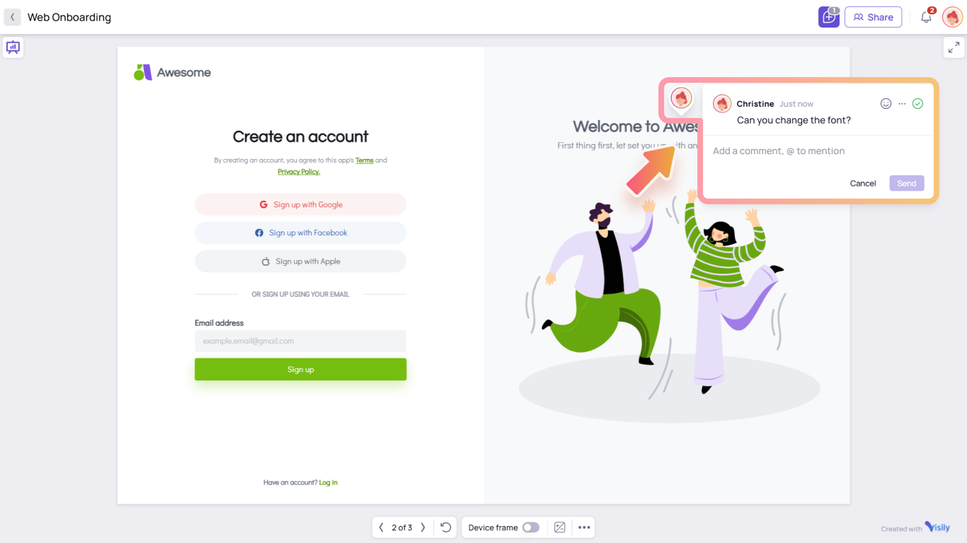Quick preview and Presentation in Prototype mode - Visily